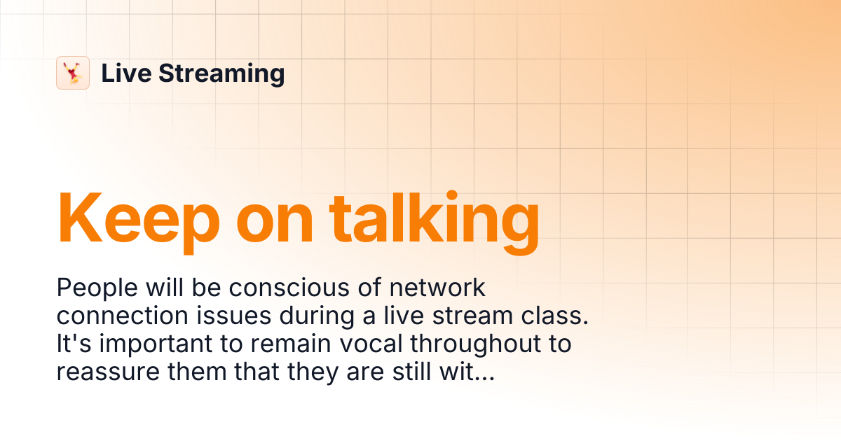 Keep On Talking Live Streaming